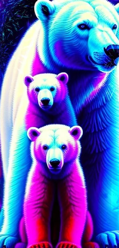 Neon Polar Bears Art - free download