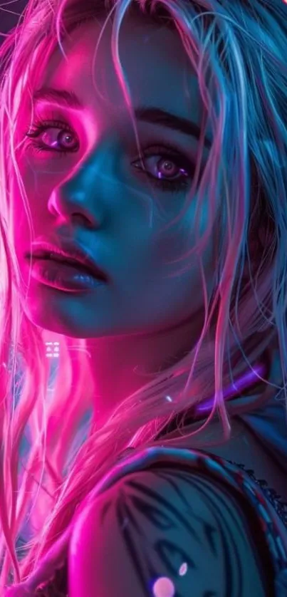 Neon Portrait Mobile Wallpaper - free download