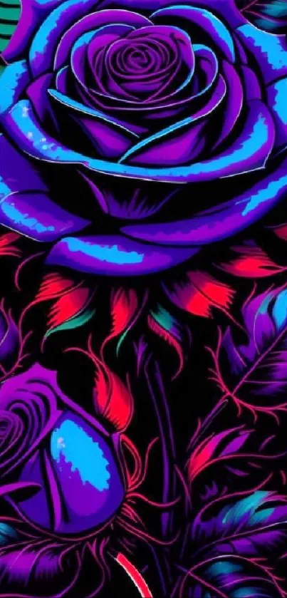 Vibrant Neon Rose Art - free download