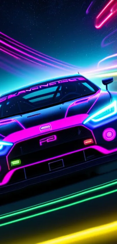 Neon Racing Car Wallpaper - free download