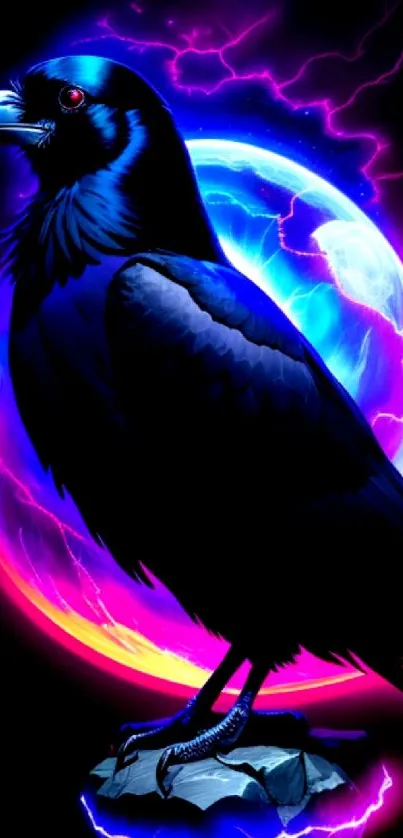 Neon Raven in Cosmic Glow - free download