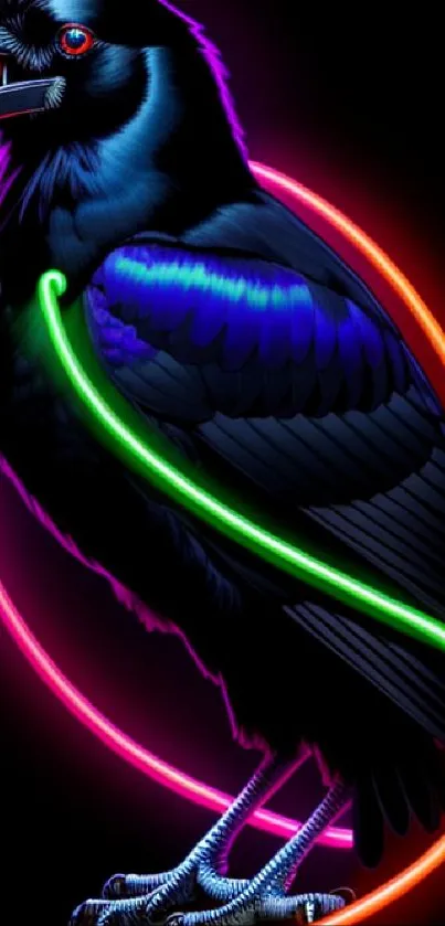 Neon Raven Phone Wallpaper - free download