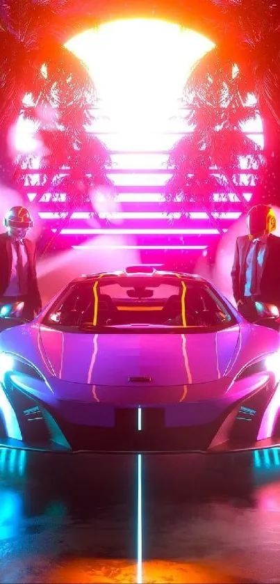 Neon Retro Future Car Wallpaper - free download