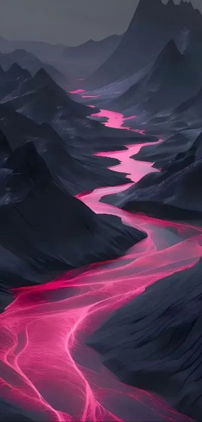 Neon River in Dark Mountains - free download
