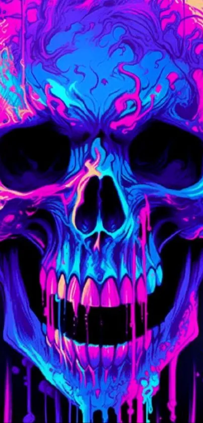 Vibrant Neon Skull Art Wallpaper - free download