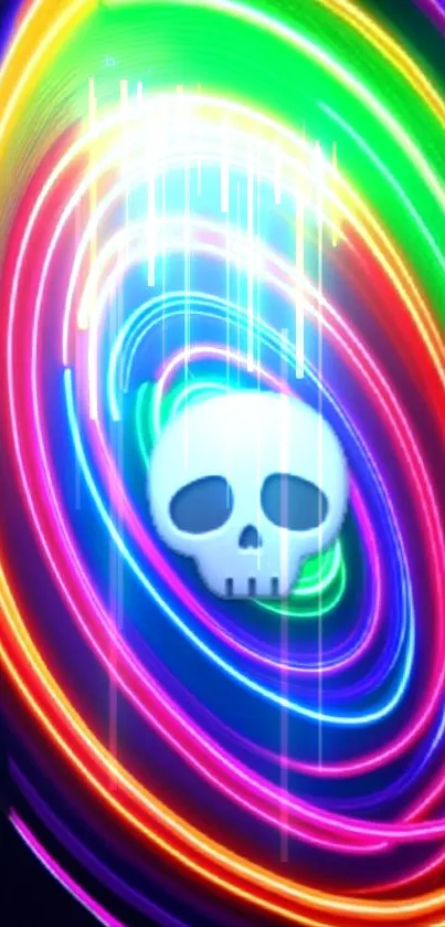 Neon Skull Spiral Wallpaper - free download