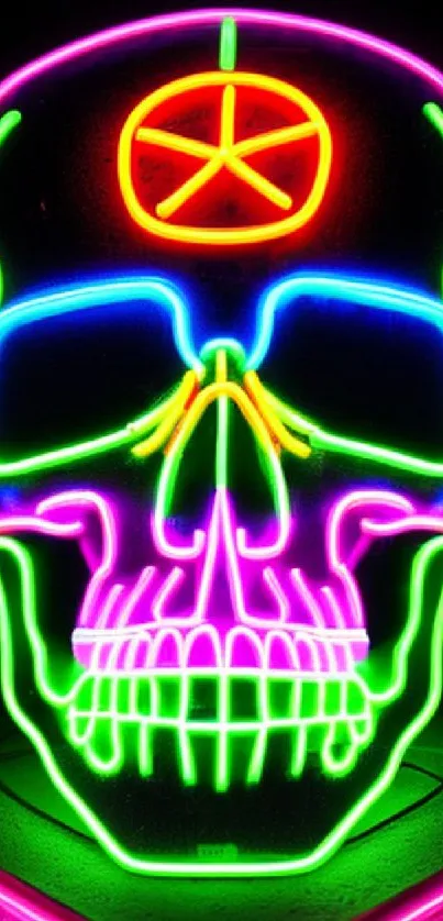 Neon Skull Wallpaper Art - free download