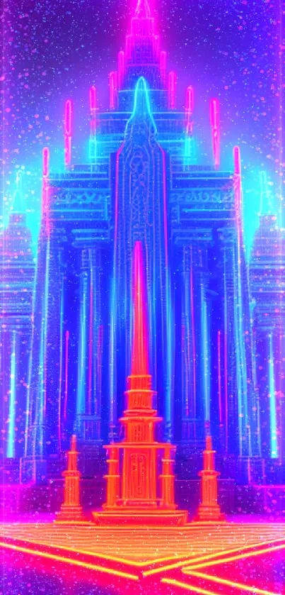 Neon Temple Digital Art - free download