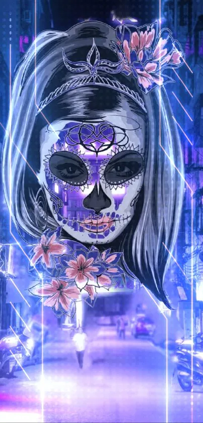 Neon Urban Skull Art - free download