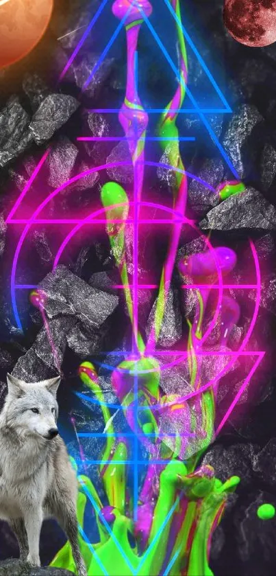 Neon Wolf Cosmic Art - free download
