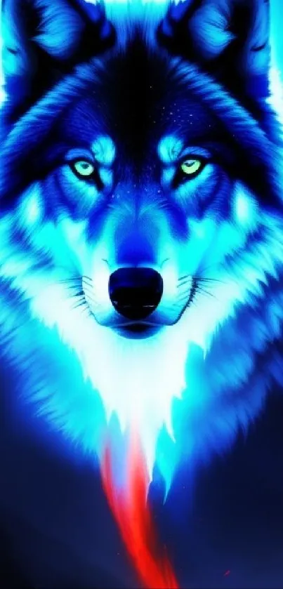 Neon Wolf: Majestic Blue Glow - free download