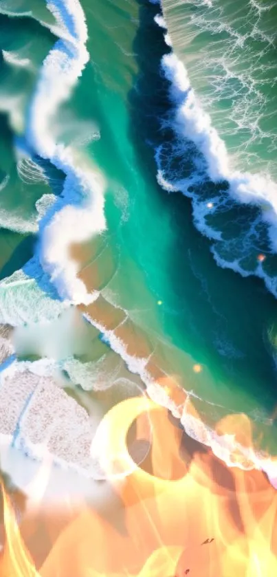 Ocean Waves and Flames Art - free download