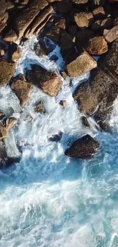 Ocean Waves and Rocks Scene - free download