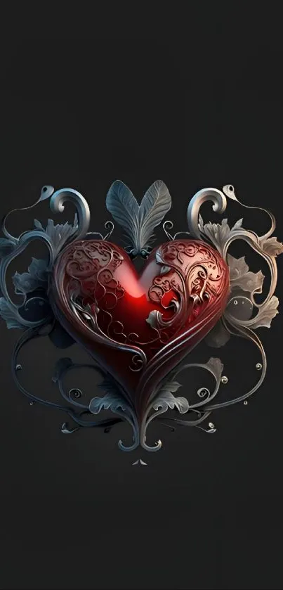 Ornate Heart Dark Wallpaper - free download