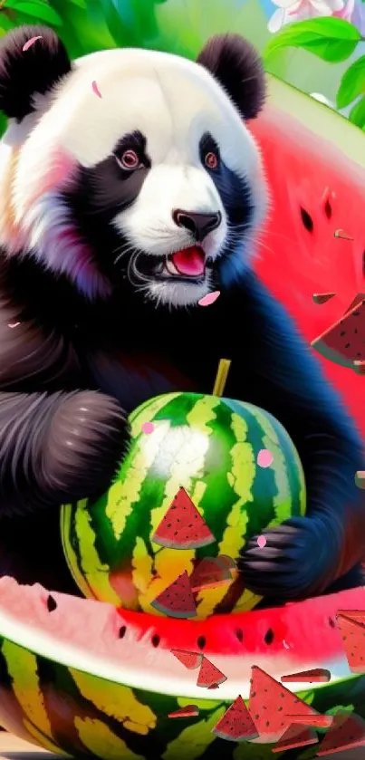 Panda Enjoying Watermelons - free download