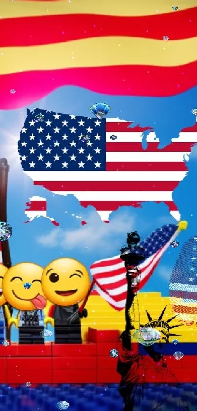 Patriotic Emoji USA Wallpaper - free download