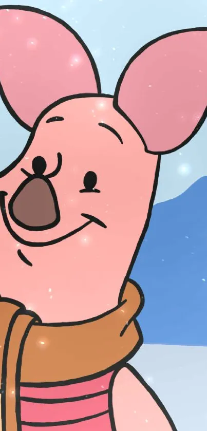 Piglet Cartoon Winter Wallpaper - free download