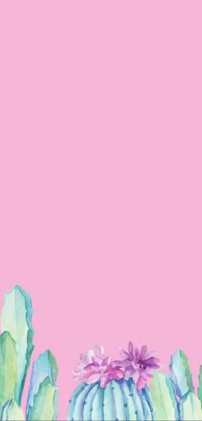 Pink Cactus Watercolor Wallpaper - free download