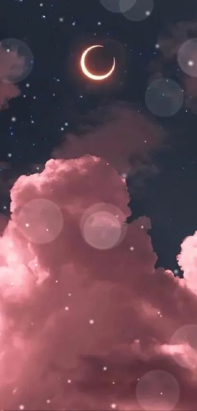 Pink Clouds and Crescent Moon - free download