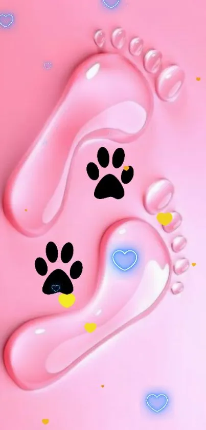 Pink Footprints and Paw Prints - free download