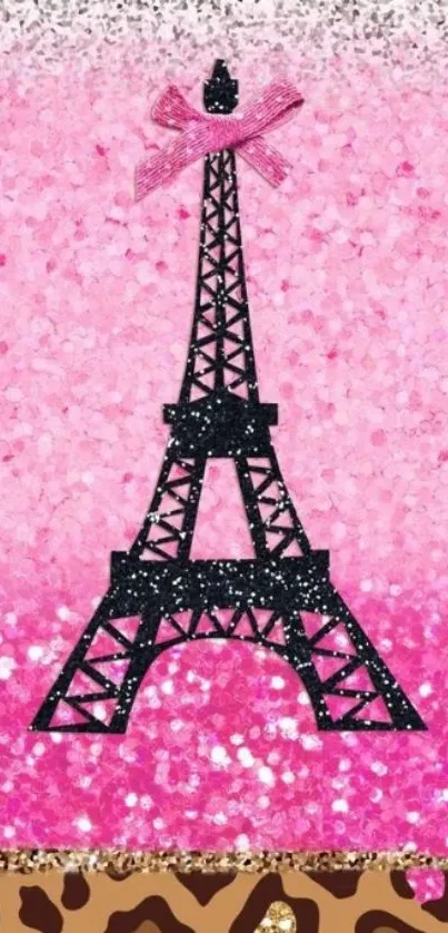 Pink Glitter Eiffel Tower Art - free download