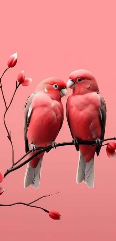 Pink Parrots on Floral Branch - free download