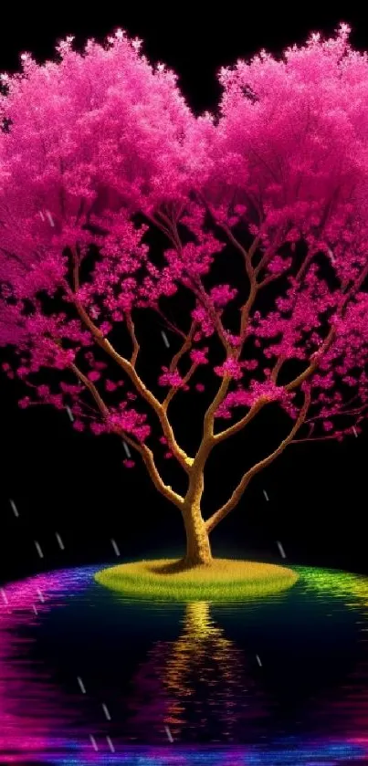 Pink Tree Reflection Art - free download