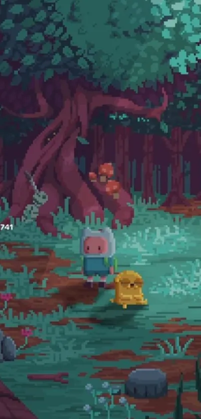 Pixel Forest Adventure Scene - free download