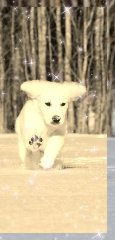 Playful Puppy Winter Scene - free download