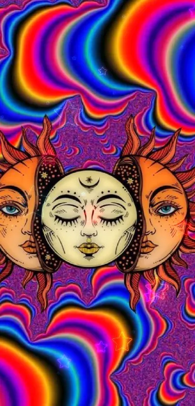 Psychedelic Sun and Moon Art - free download