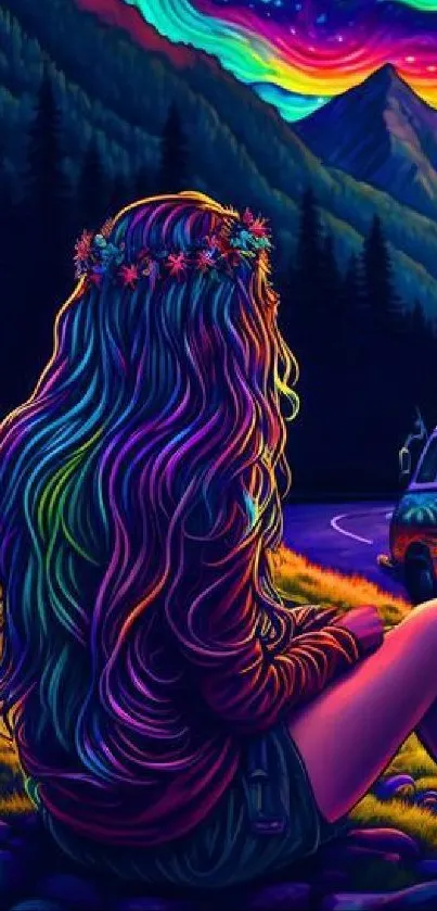 Psychedelic Van Mountain Sunset - free download