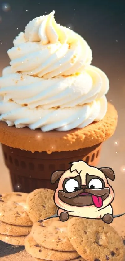 Pug Cupcake Fun Wallpaper - free download