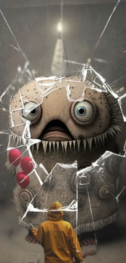 Quirky Monster Shattered Glass Wallpaper - free download