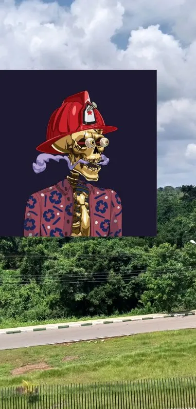 Quirky Skeleton Firefighter Art - free download