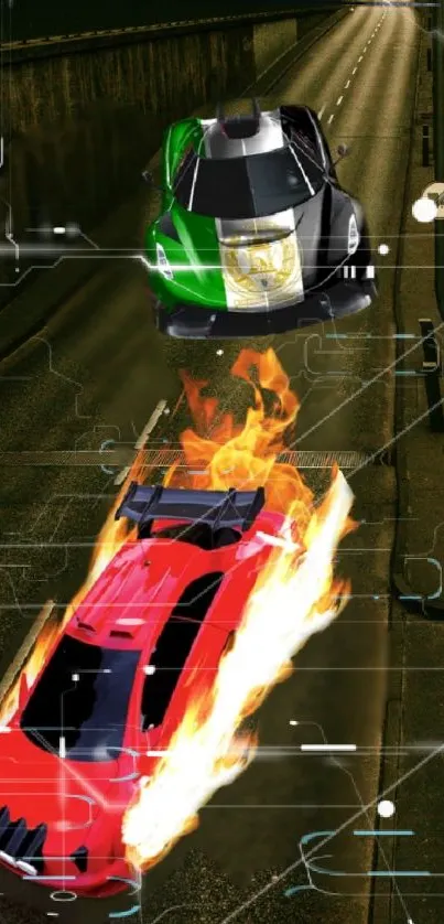 Racing Cars on Fiery Road - free download