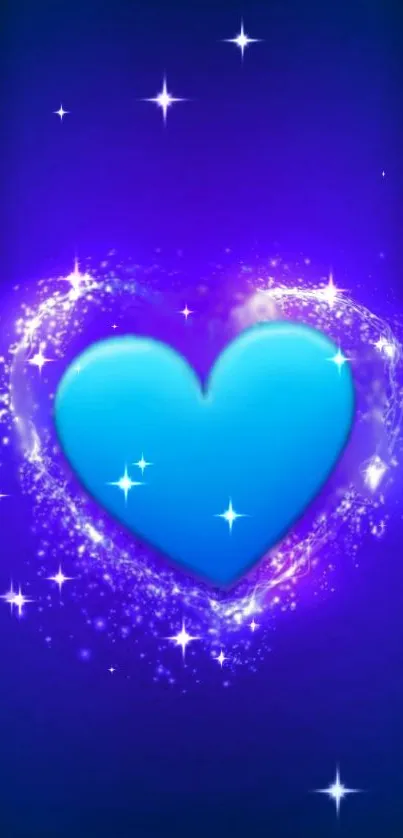 Radiant Blue Heart Wallpaper - free download