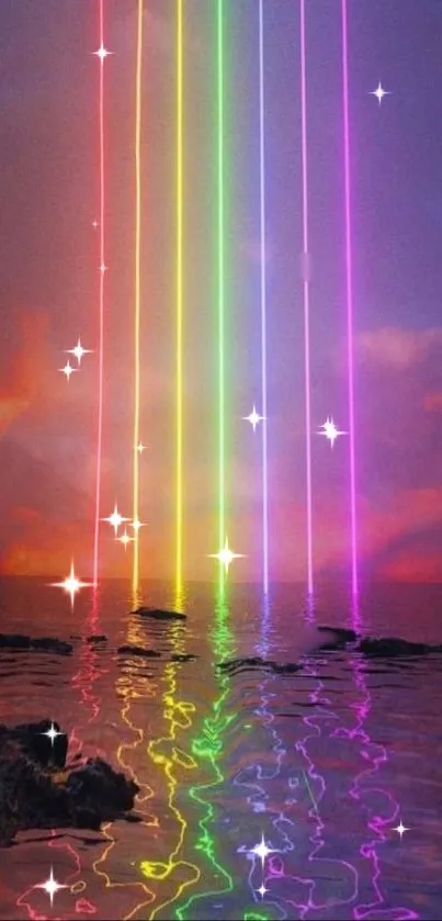 Rainbow Beams Over Ocean - free download
