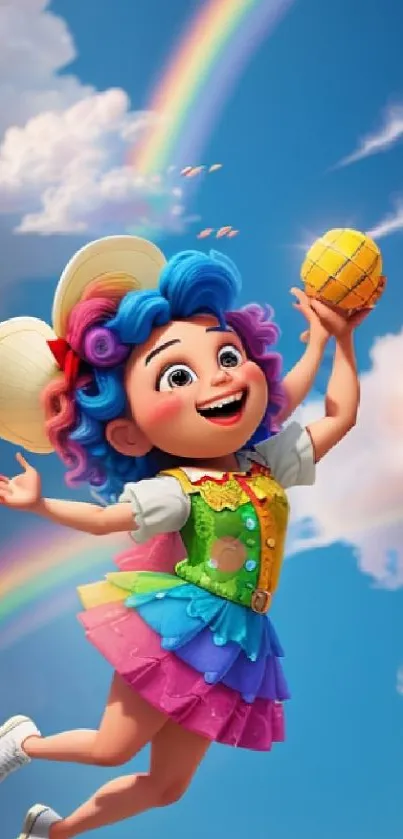 Rainbow Joyful Cartoon Scene - free download