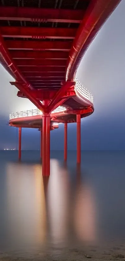 Red Bridge Over Calm Waters - free download