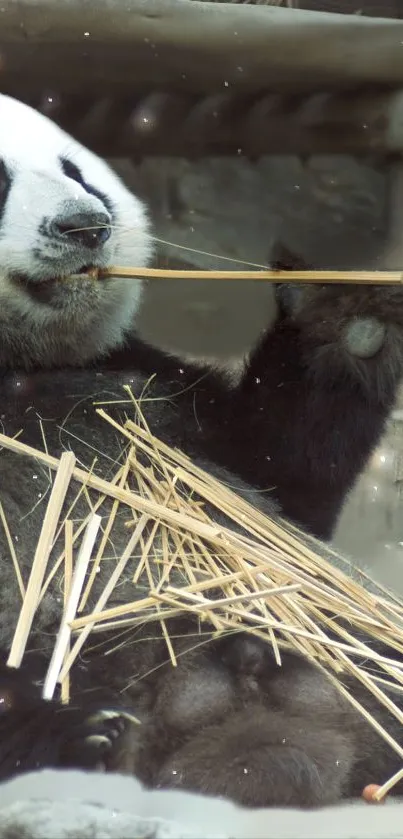 Relaxing Panda Eating Bamboo - free download
