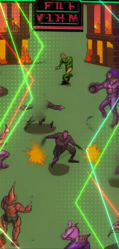 Retro Pixel Fight Wallpaper - free download