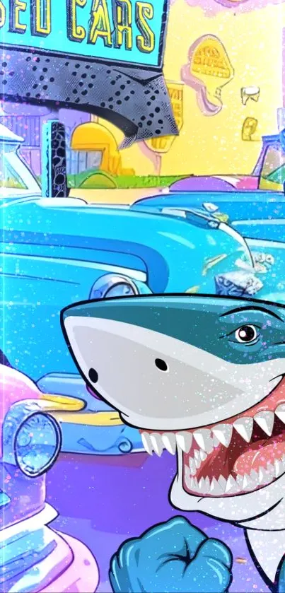 Retro Shark Cartoon Wallpaper - free download