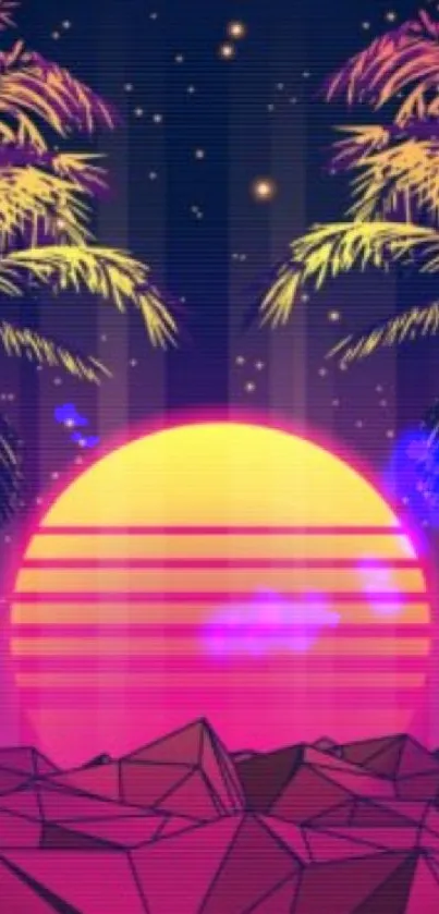 Retro Sunset Neon Wallpaper - free download