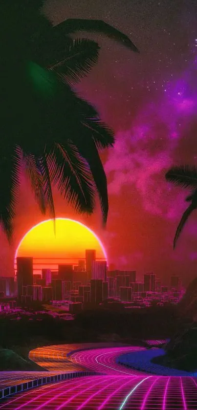 Retro Sunset Neon Wallpaper - free download