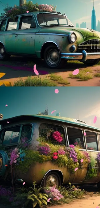 Retro Van in Nature Wallpaper - free download