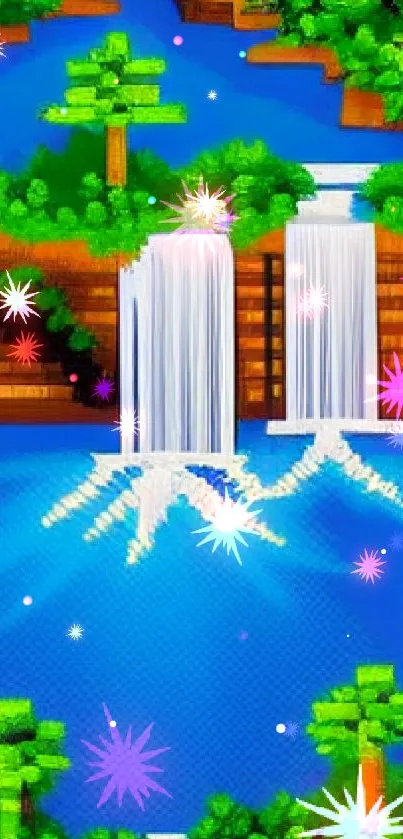 Retro Waterfall Pixel Art - free download
