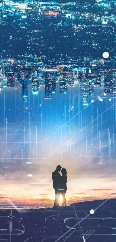 Romantic Cityscape Night Sky - free download