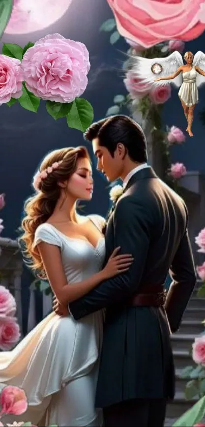 Romantic Couple in Rose Garden - free download