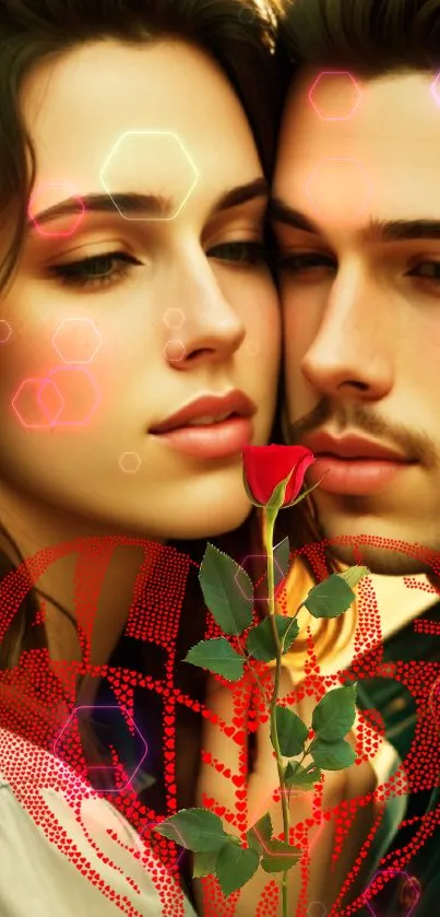 Romantic Couple with Red Rose - free download