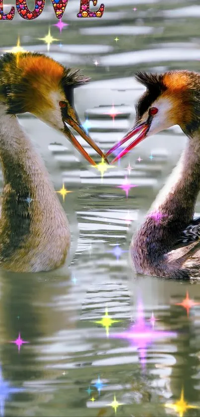 Romantic Duck Pair Wallpaper - free download